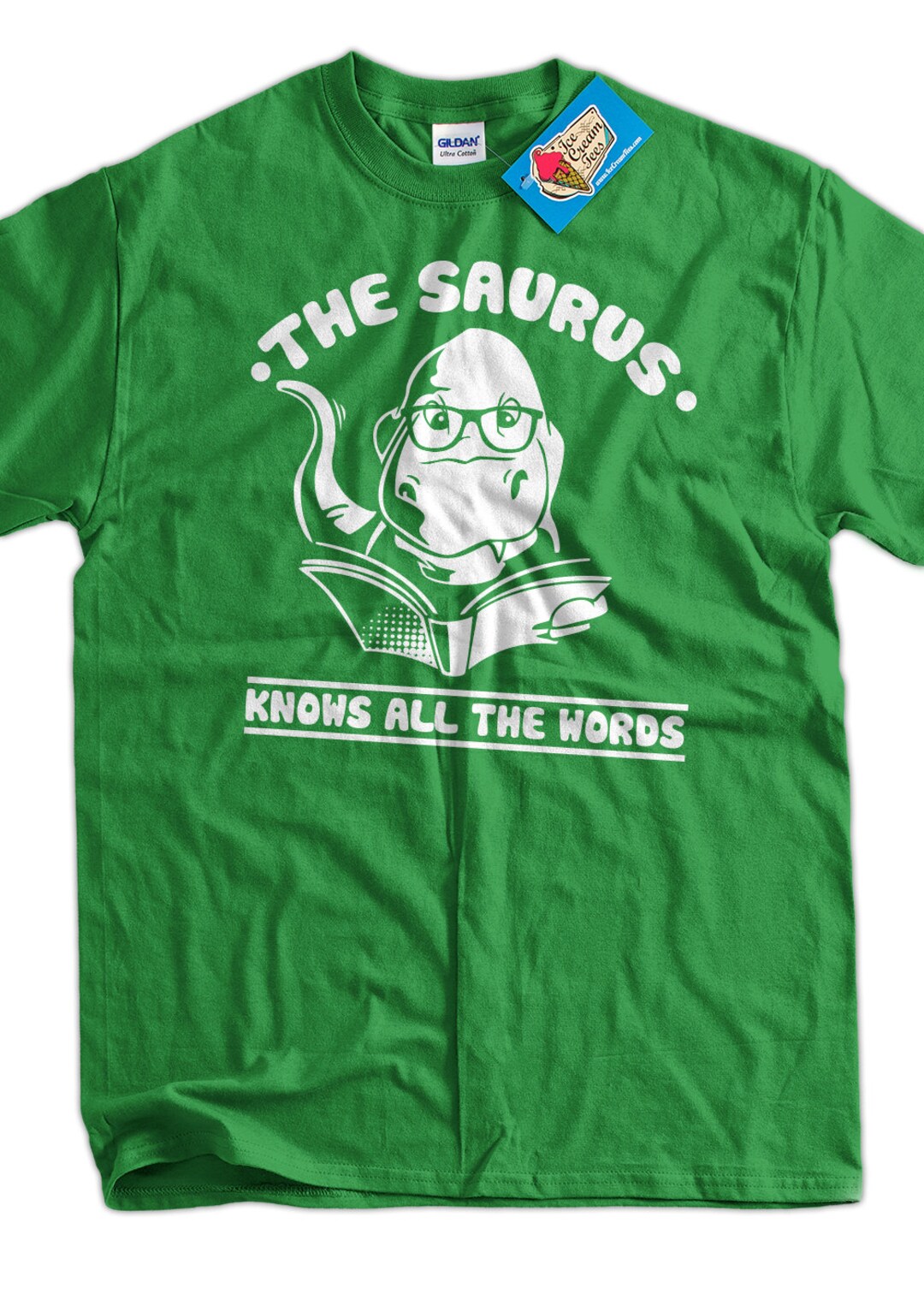 Funny Dinosaur Shirt the Saurus Thesaurus Knows All the Words T-shirt ...