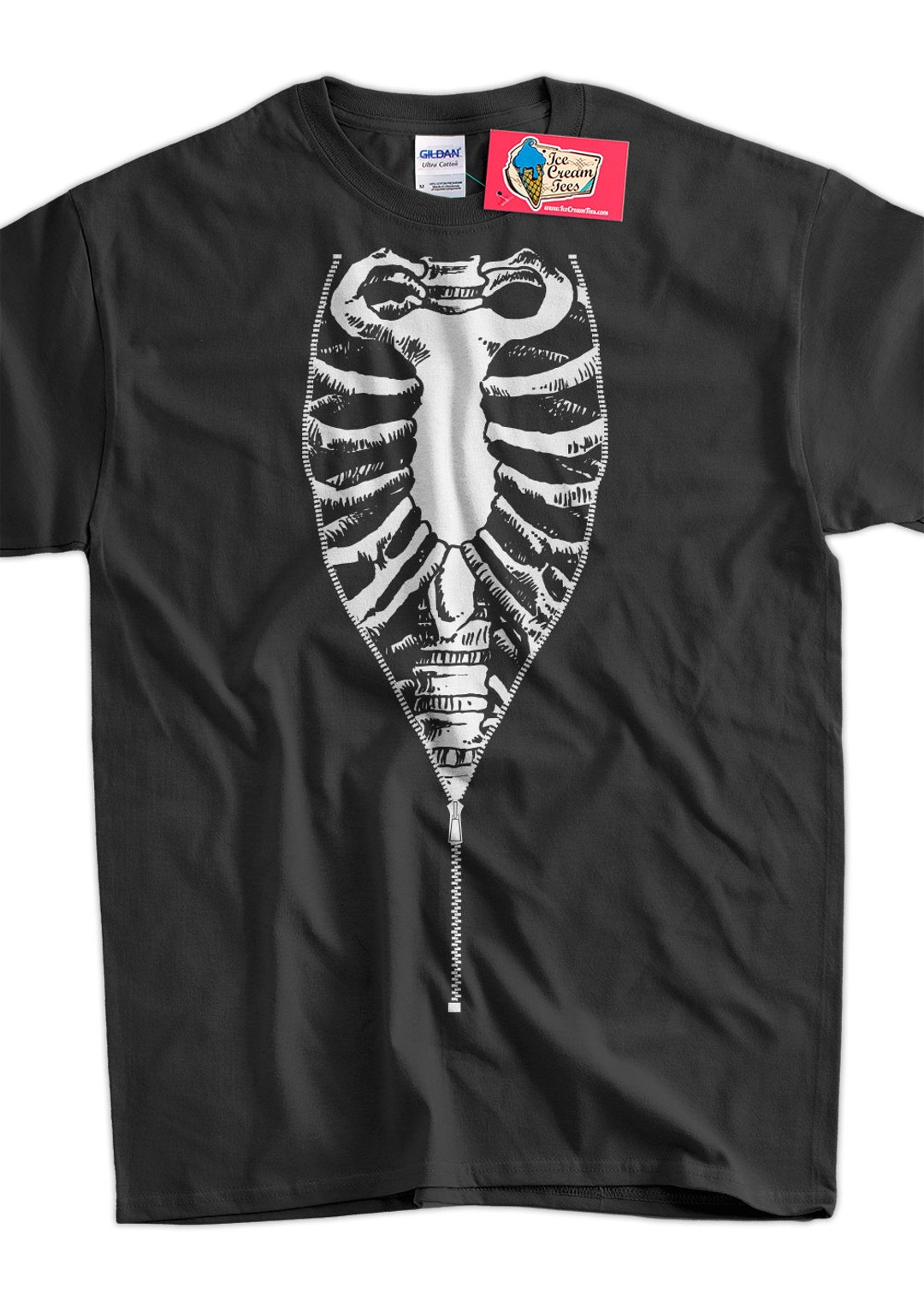 Ribcage Zipper Rib Cage Skeleton Halloween Funny Geek Tshirt T-shirt ...