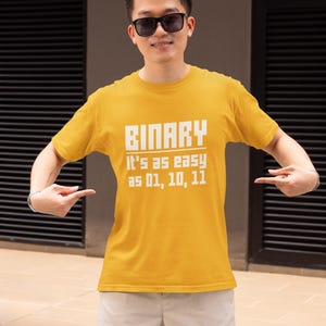Funny Programmer T-shirt Binary is Easy as 01 10 11 Tshirt Binary Code Geek Tshirt Computer Code ...