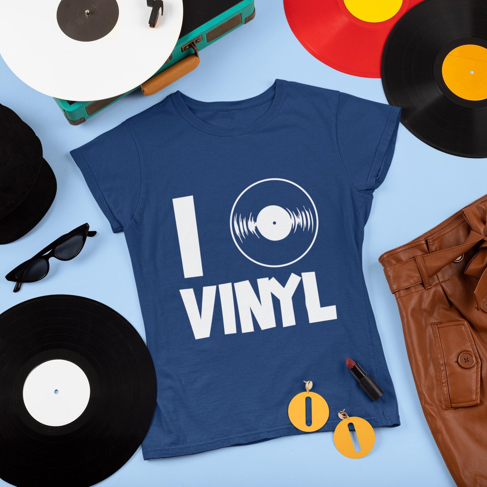 Funny Vinyl T-shirt - I Heart Vinyl Tee Shirt T Shirt Music Geek Retro ...