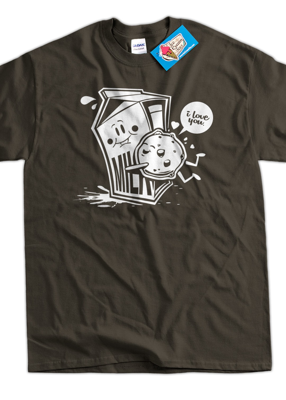 Funny Shirt Milk and Cookie T-shirt Food Snack T-shirt Tee Shirt Mens ...