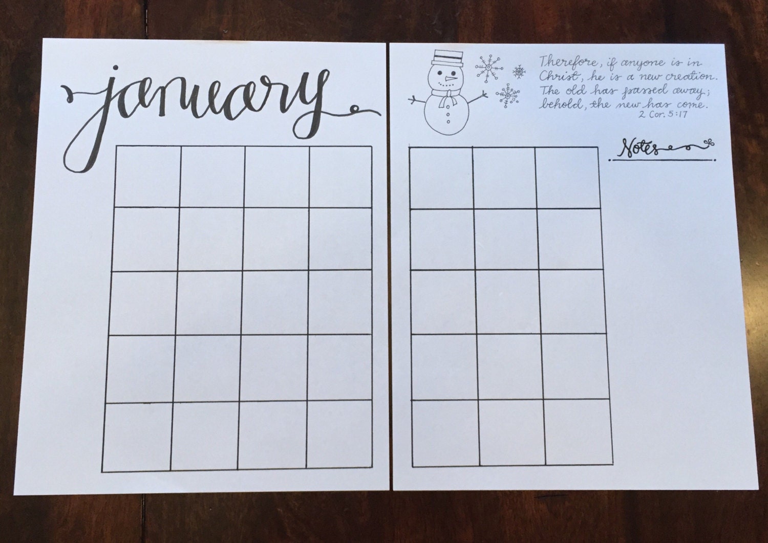 Bullet Journal Printable Template Instant Download - January Calendar ...