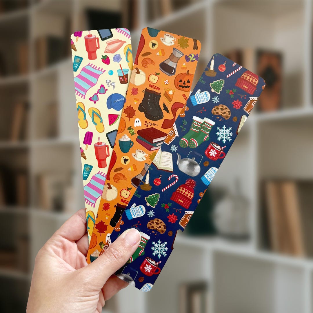 Seasonal Bookmarks Set: Hand-drawn Summer, Fall, Winter Designs - Etsy