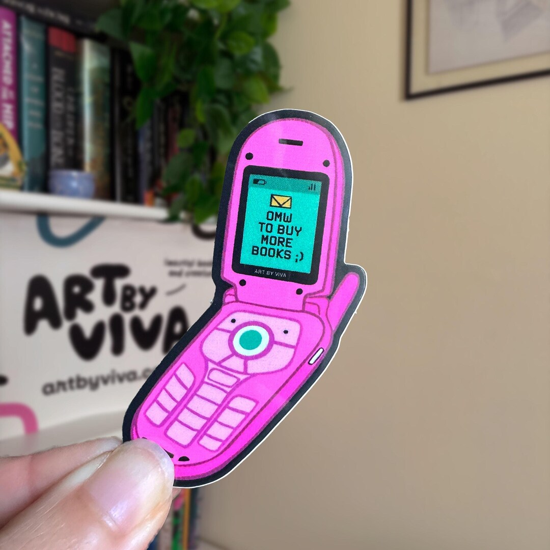 OMW to Buy Books Flip Phone Sticker, Kindle Sticker, Bookish Y2K Cell ...