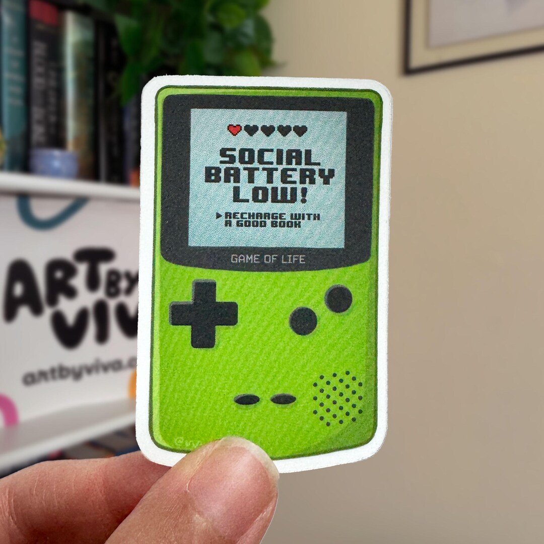 Low Social Battery, Recharge With a Book Kindle Sticker, Gift for ...