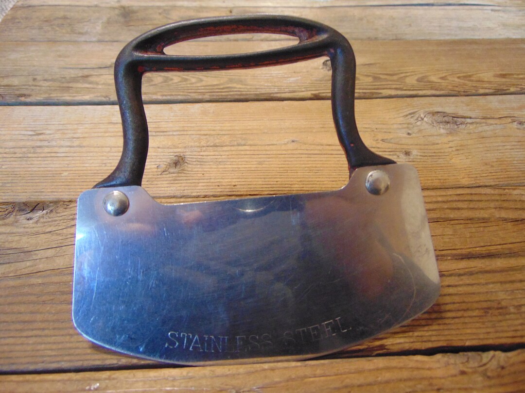 Vintage 1940's Stainless Steel Food Chopper, Red Chippy Painted Cast ...
