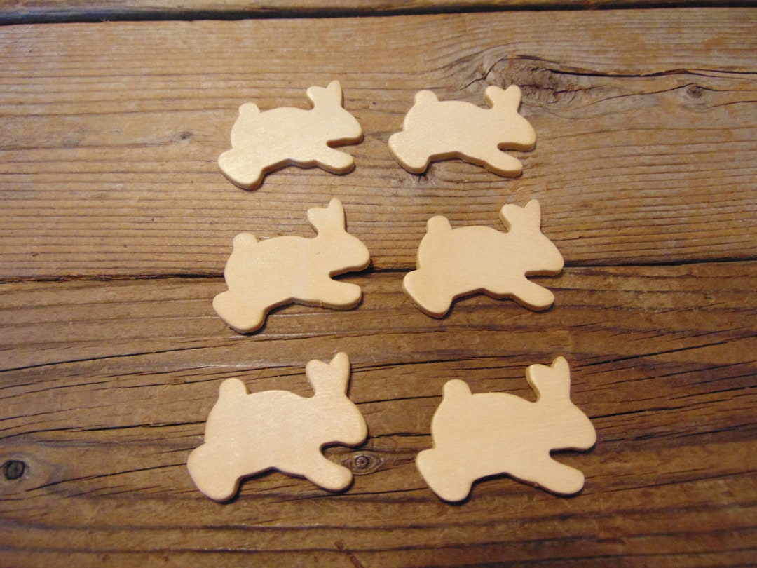 Mini Wooden Natural Color Bunny Cut-outs, 6 Piece Set - Easter Bunny ...