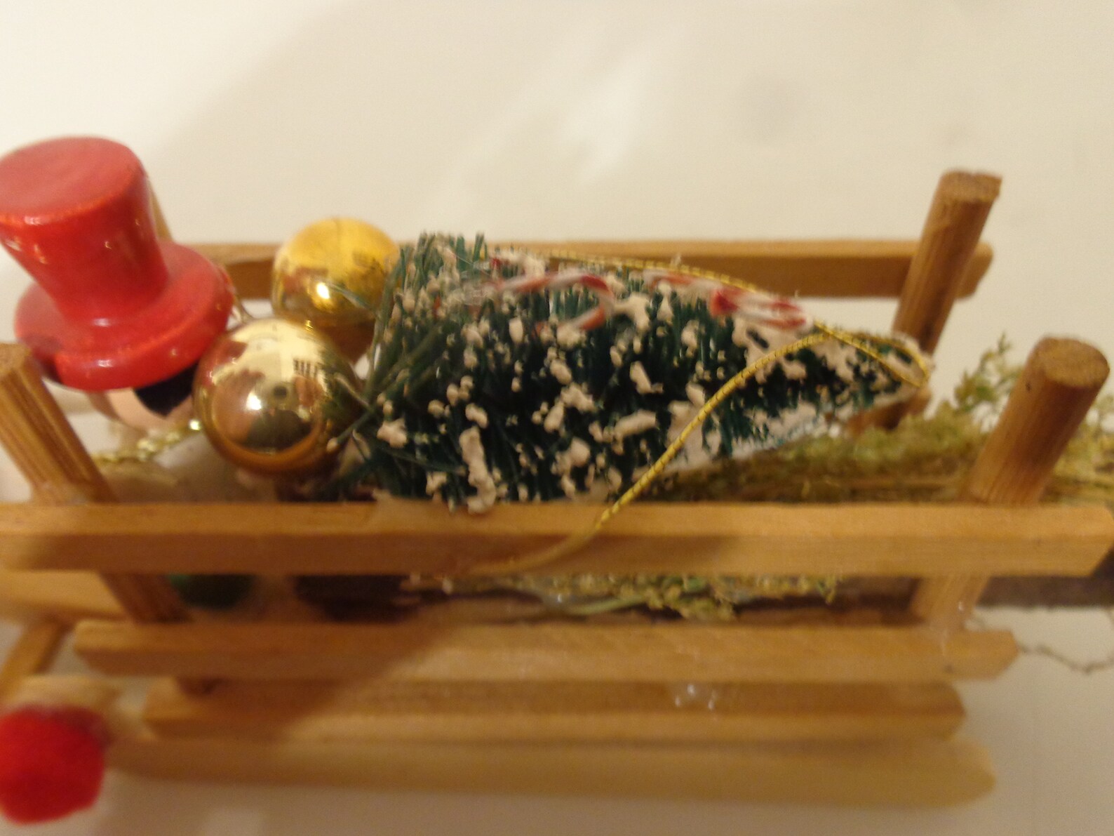 Vintage Christmas Wooden Horse & Buggy With Bottle Brush Tree - Etsy