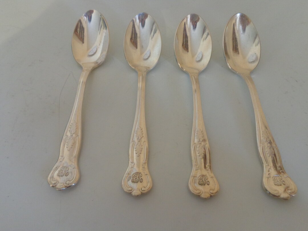 Antique Set of 4 Serving Teaspoons, Silver-plated, Mcglashan, Clarke ...