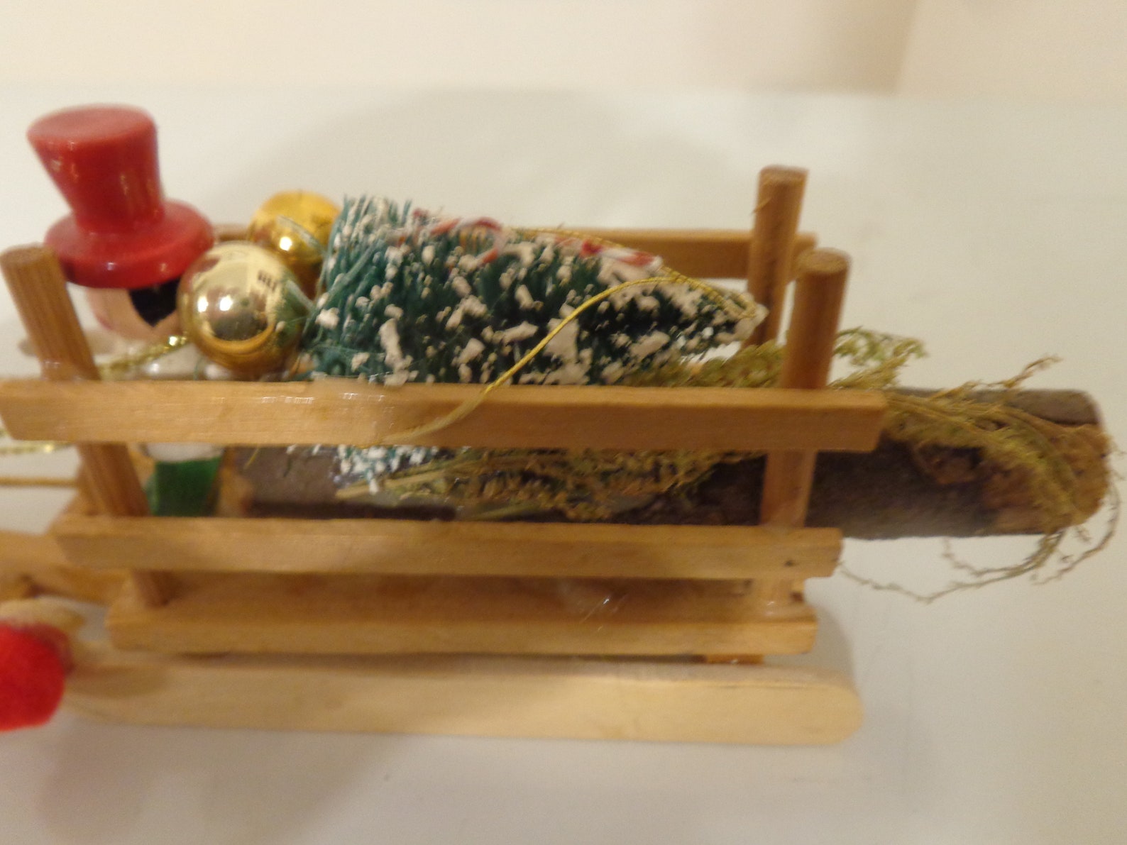 Vintage Christmas Wooden Horse & Buggy With Bottle Brush Tree - Etsy