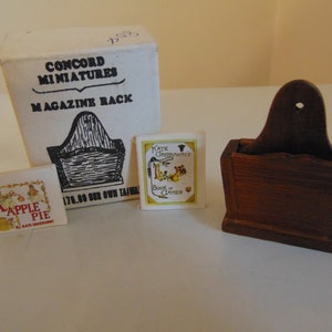 Vintage "concord Miniatures" Wooden Magazine Rack With 2 Books, Kate ...