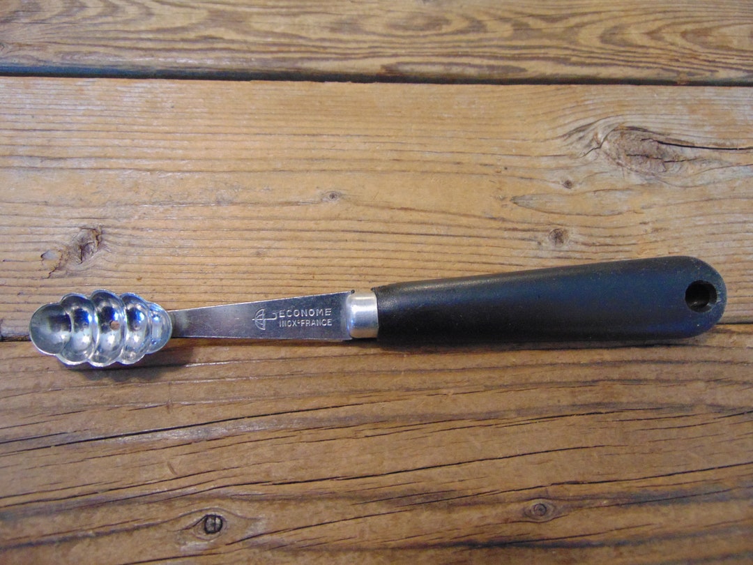 Vintage "econome Inox-france" Scalloped Edge Melon Baller, Black Resin ...