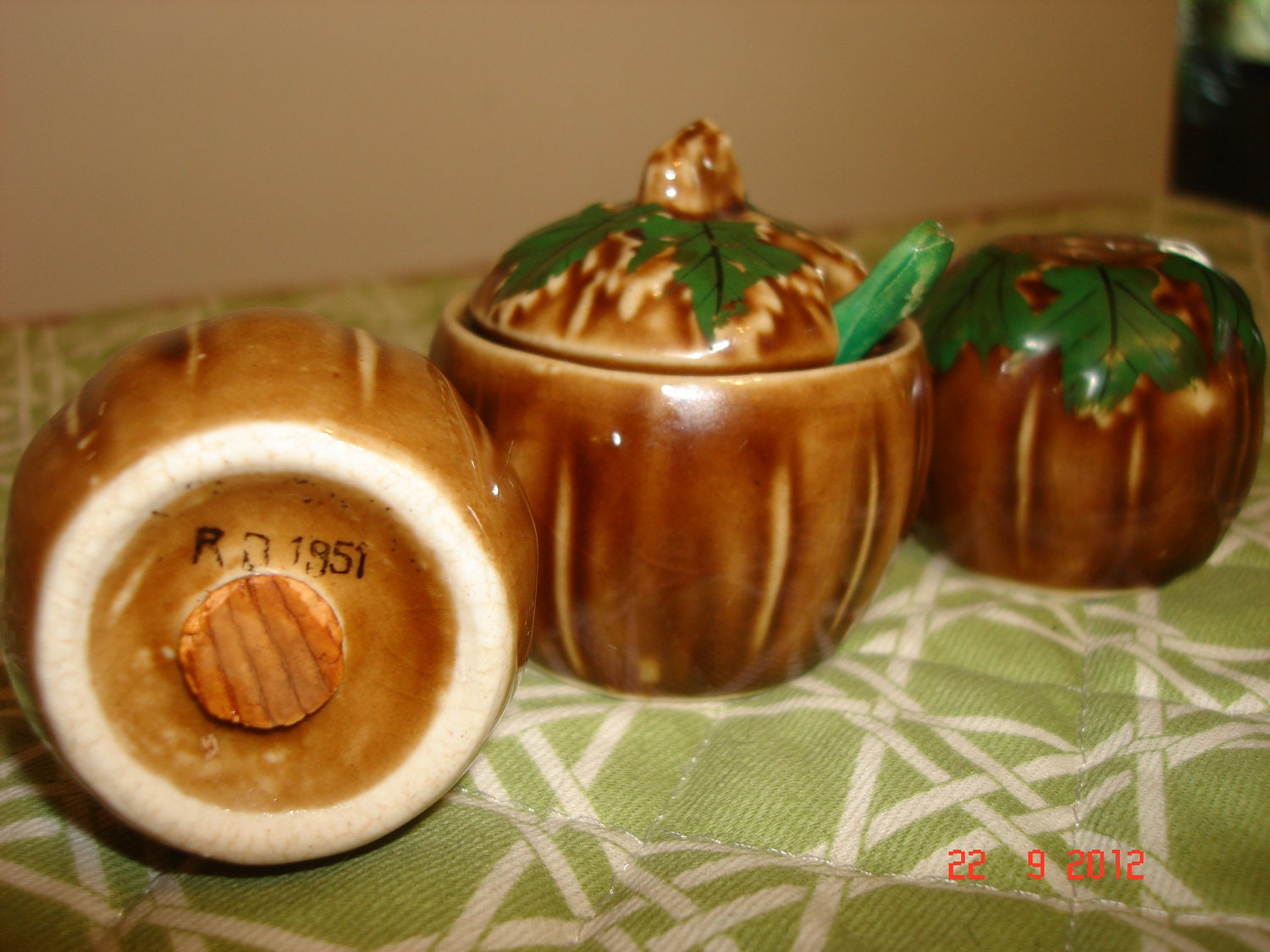Vintage 1951 6 Piece Shafford Ware Ceramic Pottery Salt & Pepper and ...