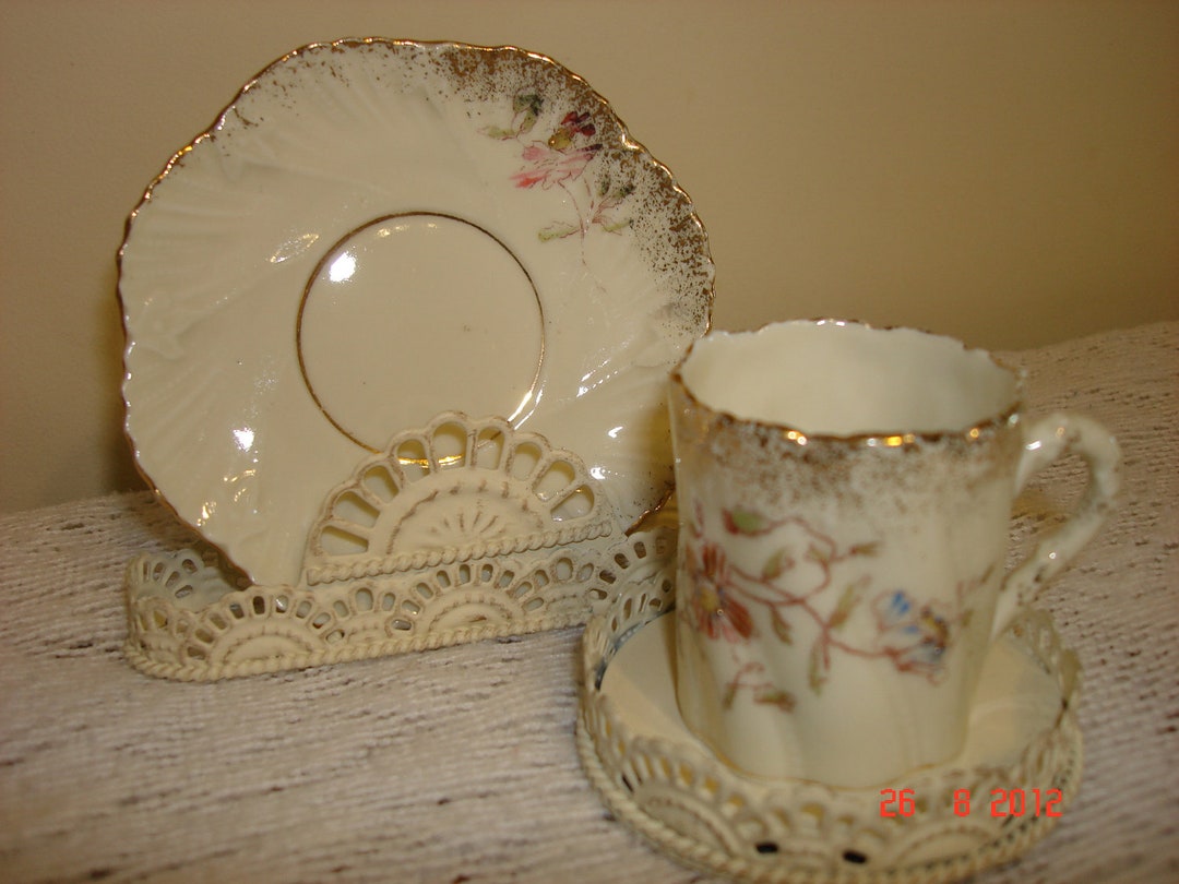 Vintage 1950's China Cup and Saucer, Hand Painted, Gold Accents Vintage ...