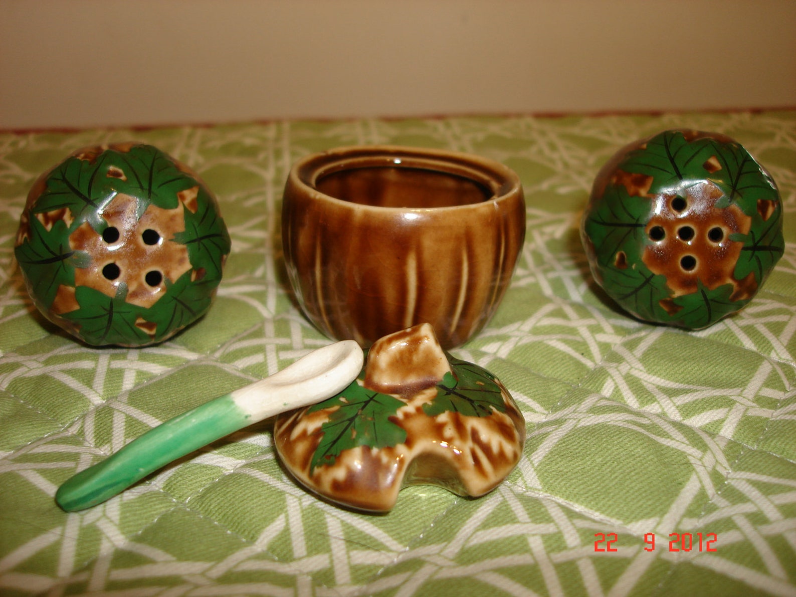 Vintage 1951 6 Piece Shafford Ware Ceramic Pottery Salt & Pepper and ...