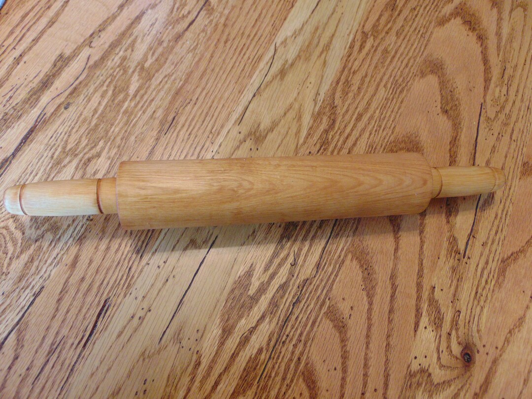 Vintage Solid Oak Rolling Pin With Handles, Restored, 1960's -vintage ...