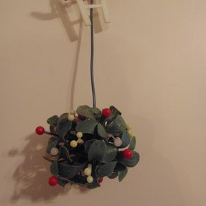 Vintage 1950's Hanging Christmas Mistletoe With Elf on A Ladder, Made ...