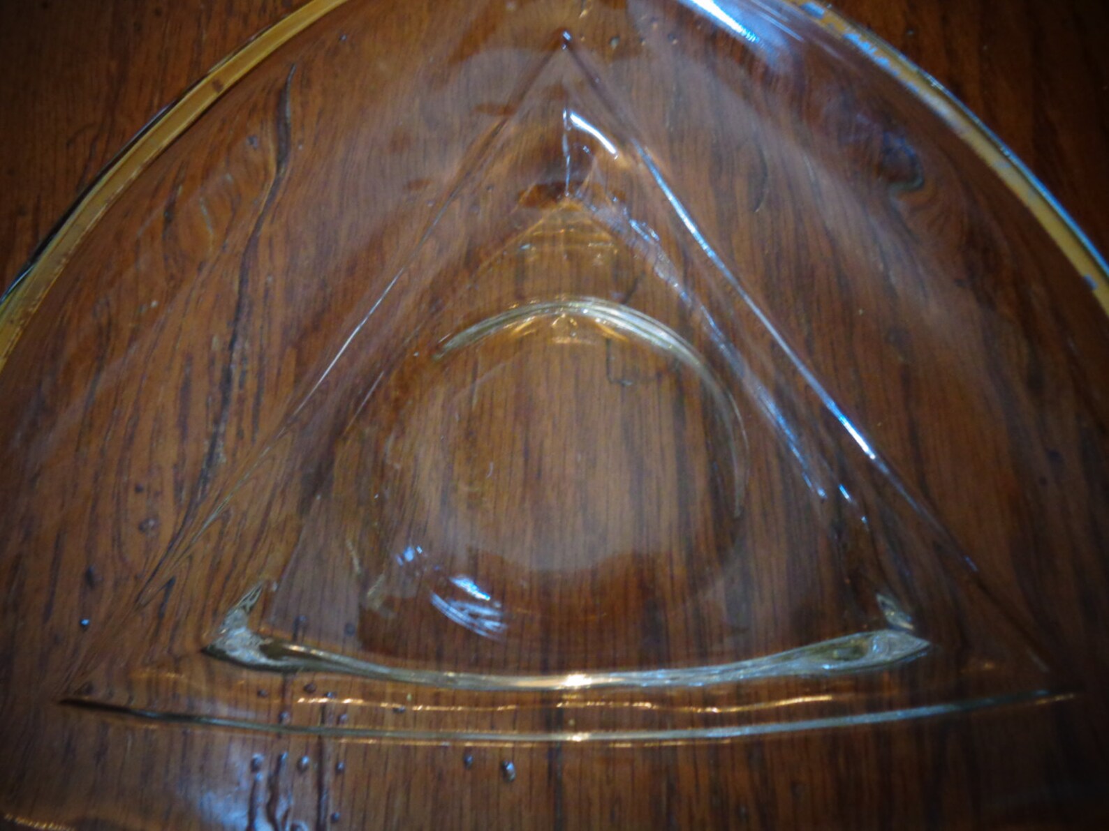 Vintage Triangle Shaped Gold Rimmed Glass Bowl Candy Dish | Etsy