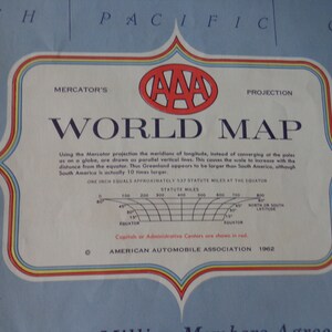 Vintage 1962 aaa Auto Club Original World Map, Fold Out, Extra Large ...