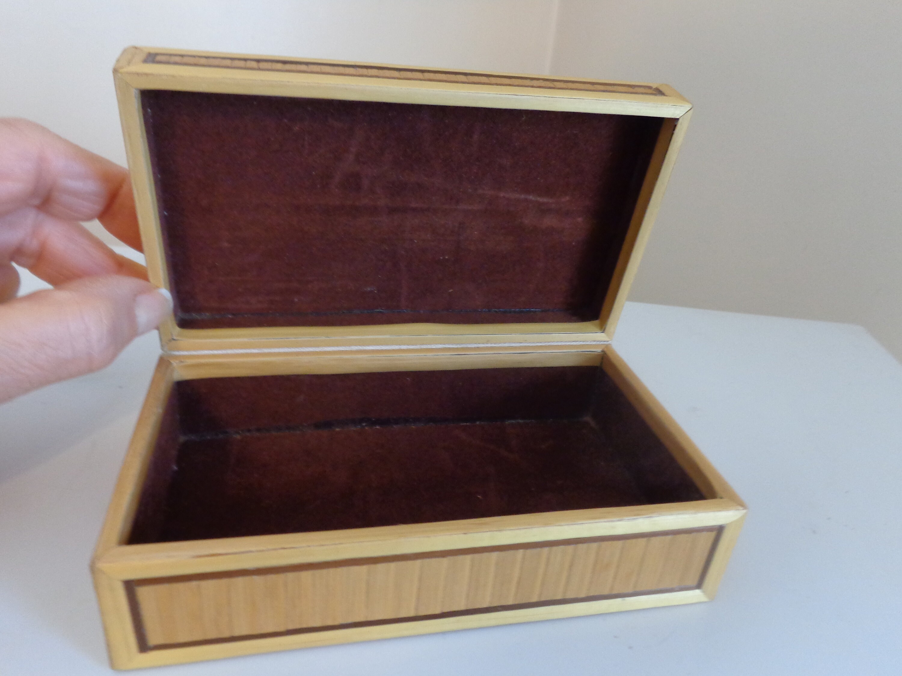 Vintage Bamboo Wood Box With Inlaid Leaf Designs & Brown - Etsy