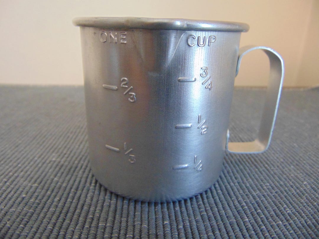 Vintage Measuring Cup With Spout & Handle,aluminum, Measures 1/4, 1/3 ...