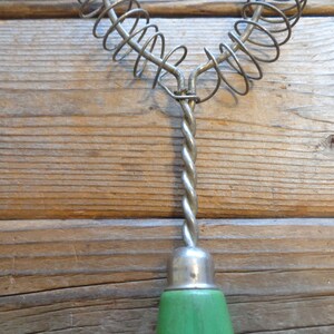 Vintage Kitchen Wire Whisk With Green Painted Wood Handle, 1940's ...
