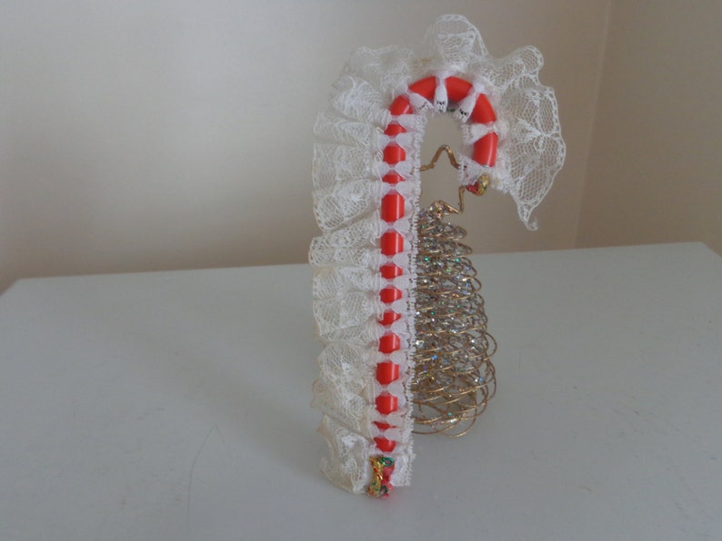 Vintage Candy Cane With Lace Christmas Ornament 1960's | Etsy