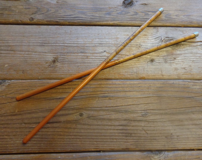 Vintage Bamboo Wood Decorative Hair Chopsticks, 1970's, Set of 2 ...