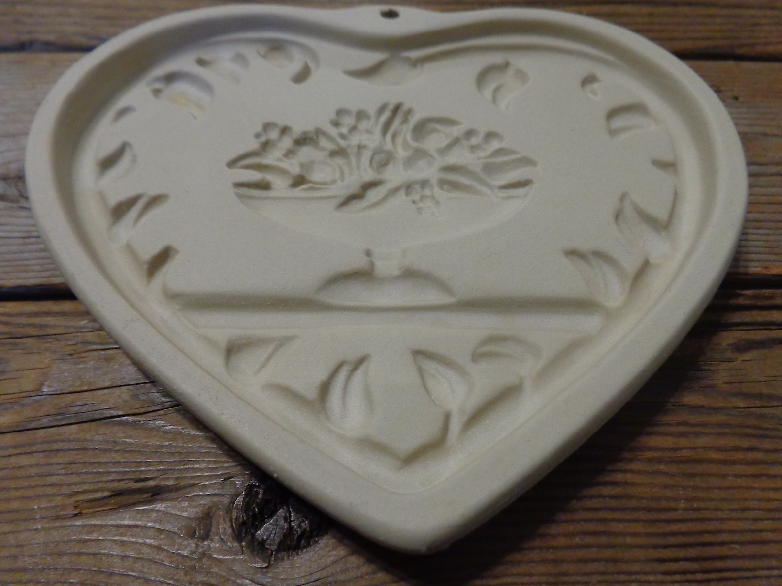 Vintage Stoneware Heart Shaped Shortbread Cookie Mold, "come to the ...
