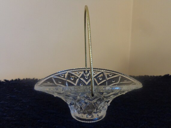 Vintage avon Glass Basket With Gold Tone Rope | Etsy