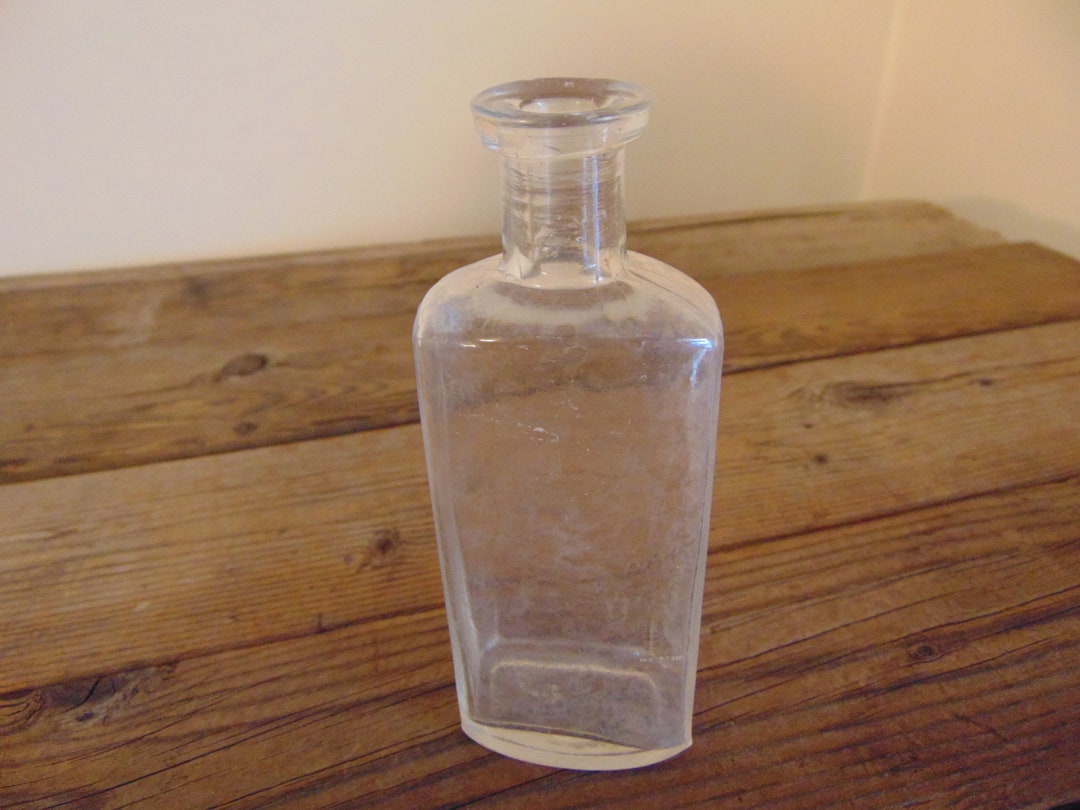 Antique Clear Glass Bottle, 1900's - Apothecary Glass Bottle - 1900's ...