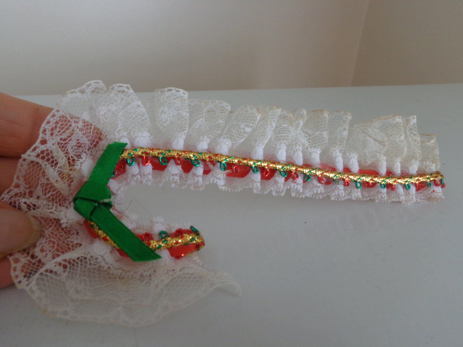 Vintage Candy Cane With Lace Christmas Ornament 1960's | Etsy