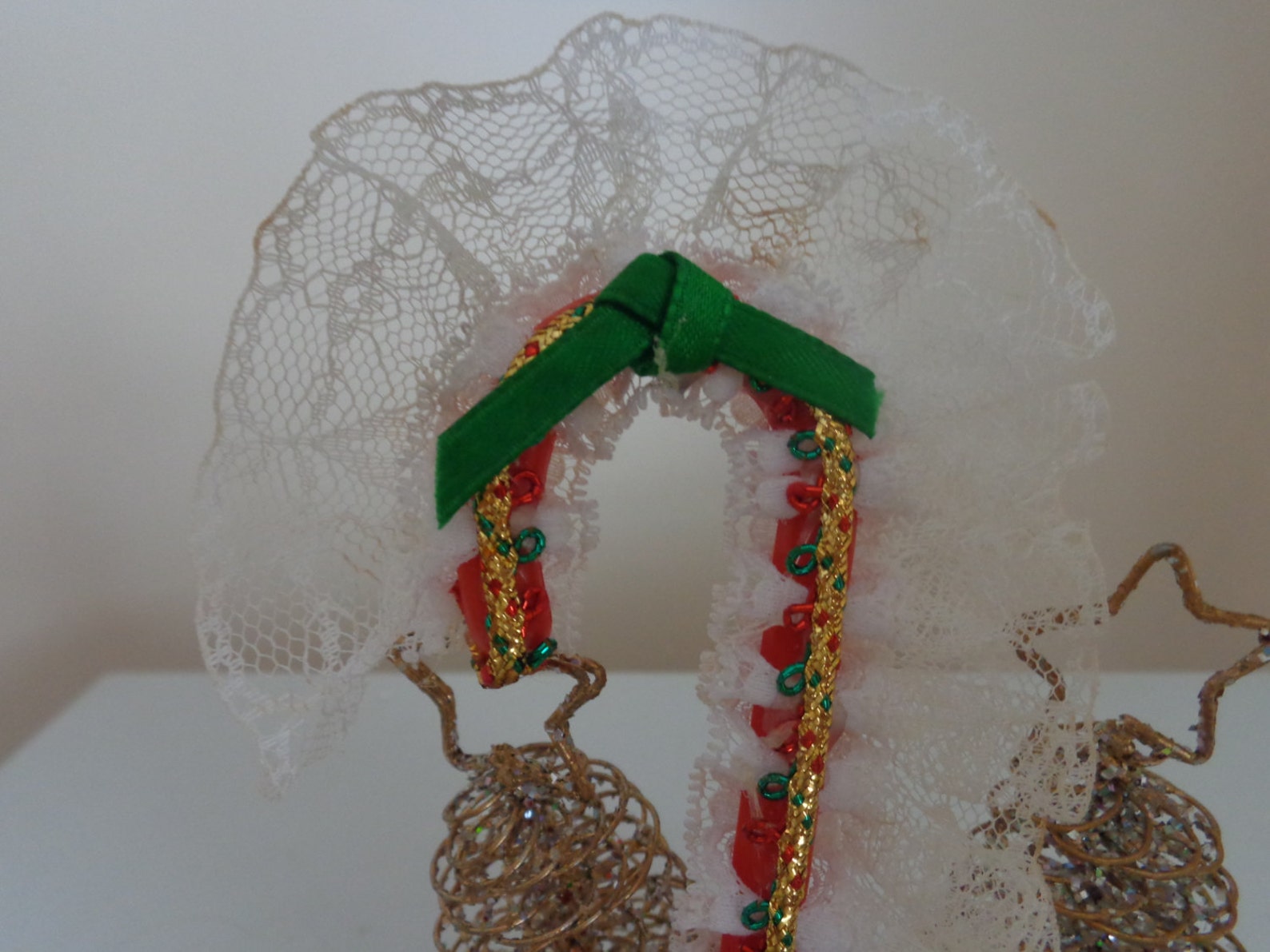 Vintage Candy Cane With Lace Christmas Ornament 1960's | Etsy