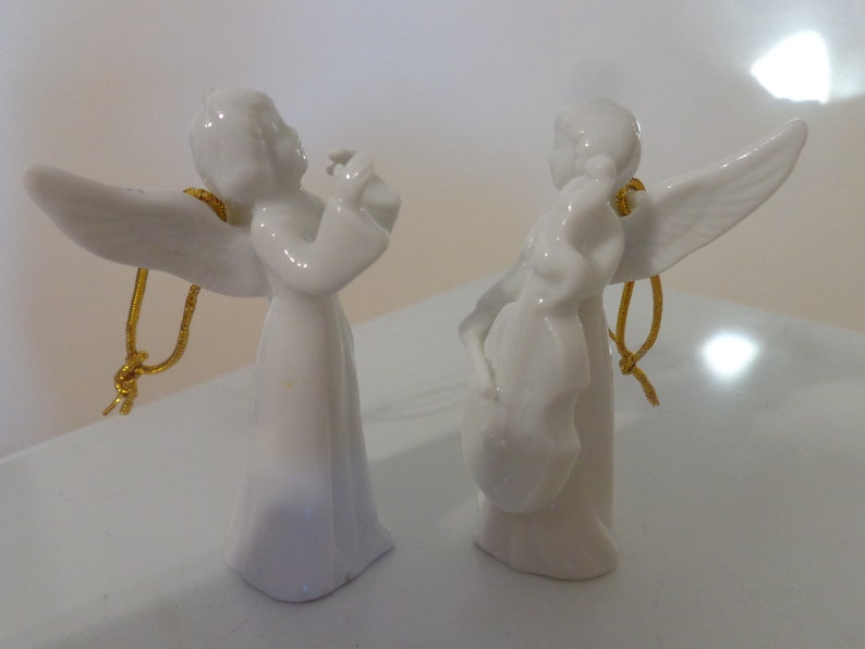 Vintage Porcelain Christmas Angel Ornaments 2 Piece Set - Etsy
