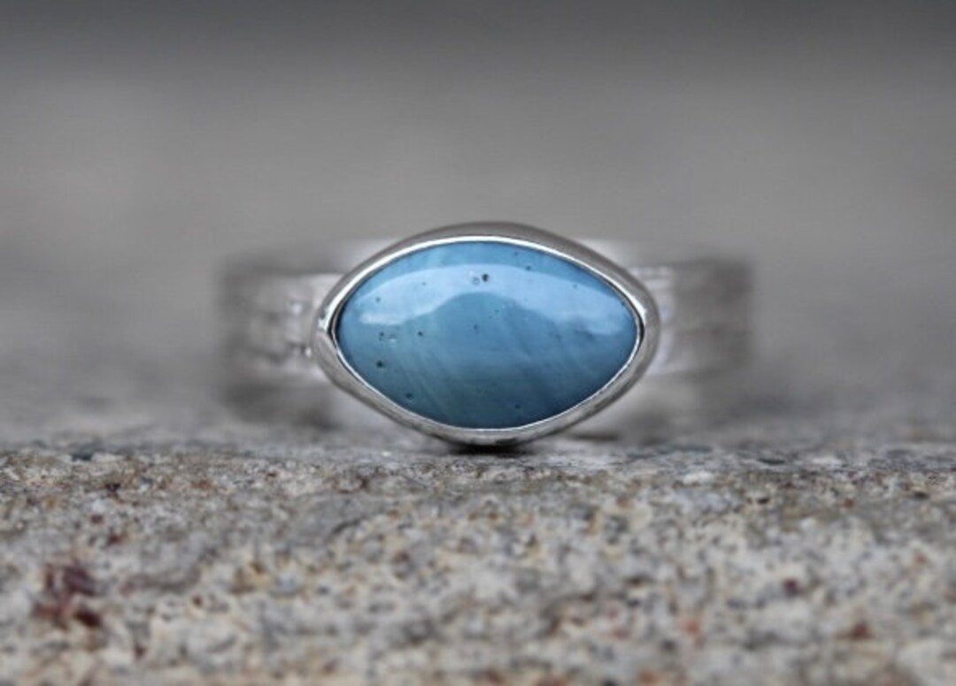 Sterling Silver, Lake Michigan Leland Blue Stone Slag Ring, Great Lakes Jewelry, Beach Pebble ...