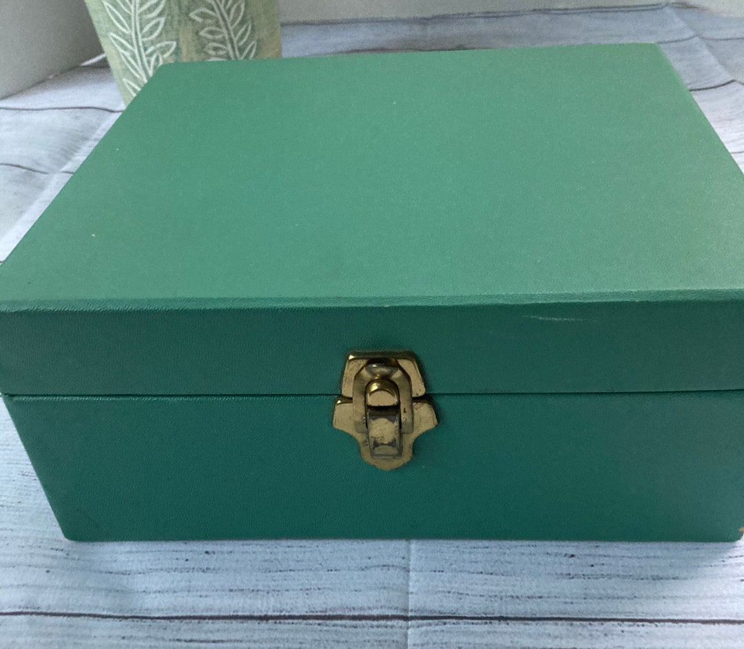 Vintage Teal Box Trinkets Box jewelry Box Memory Box - Etsy