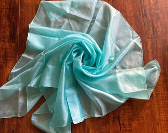 Teal Silk Scarf - Etsy
