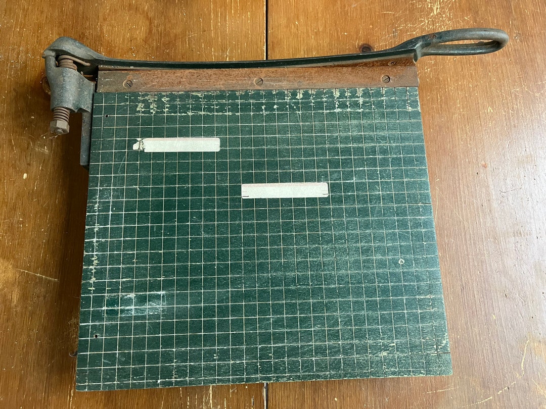 Vintage Paper Cutter Cast Iron and Wood - Etsy