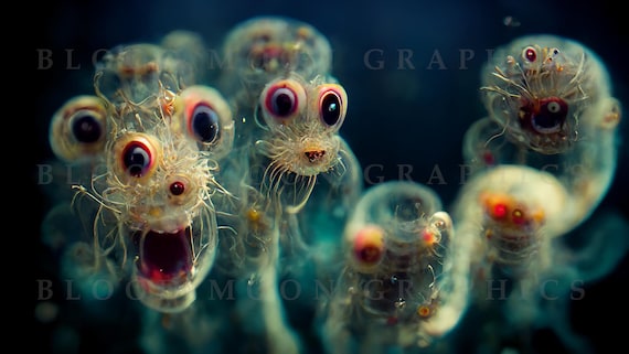 AI Art Scary Alien Monsters Sea Creatures Organism Eyes - Etsy