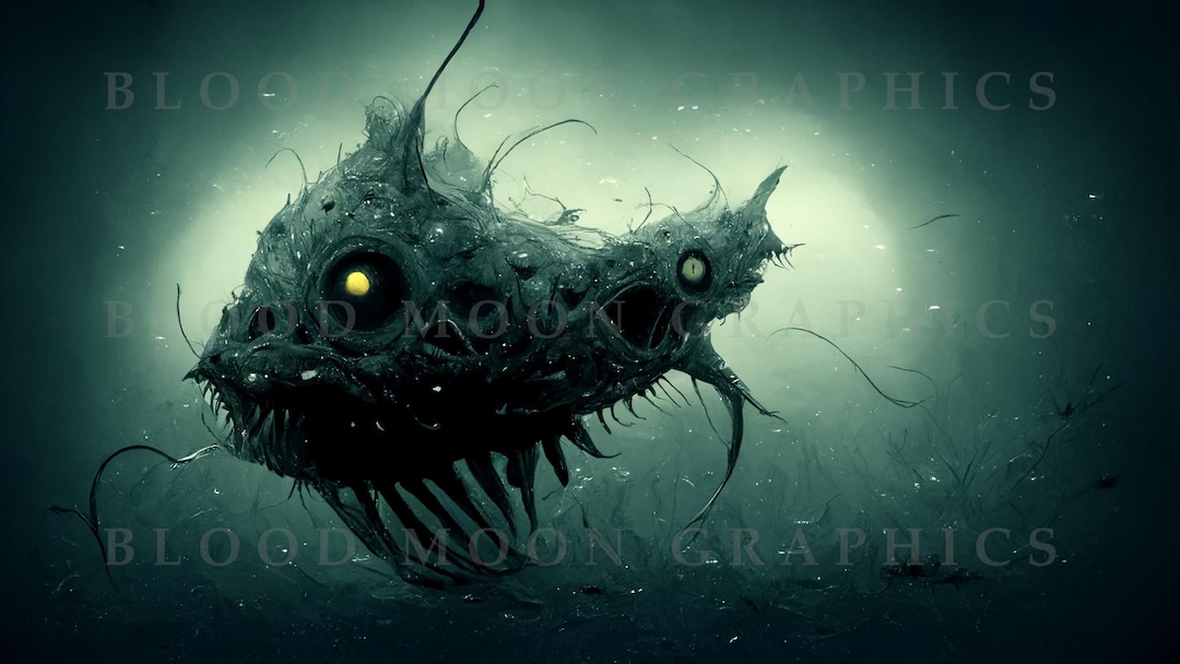 AI Art Anglerfish Sea Monster Creature Abyss Ocean Creepy Artificial ...