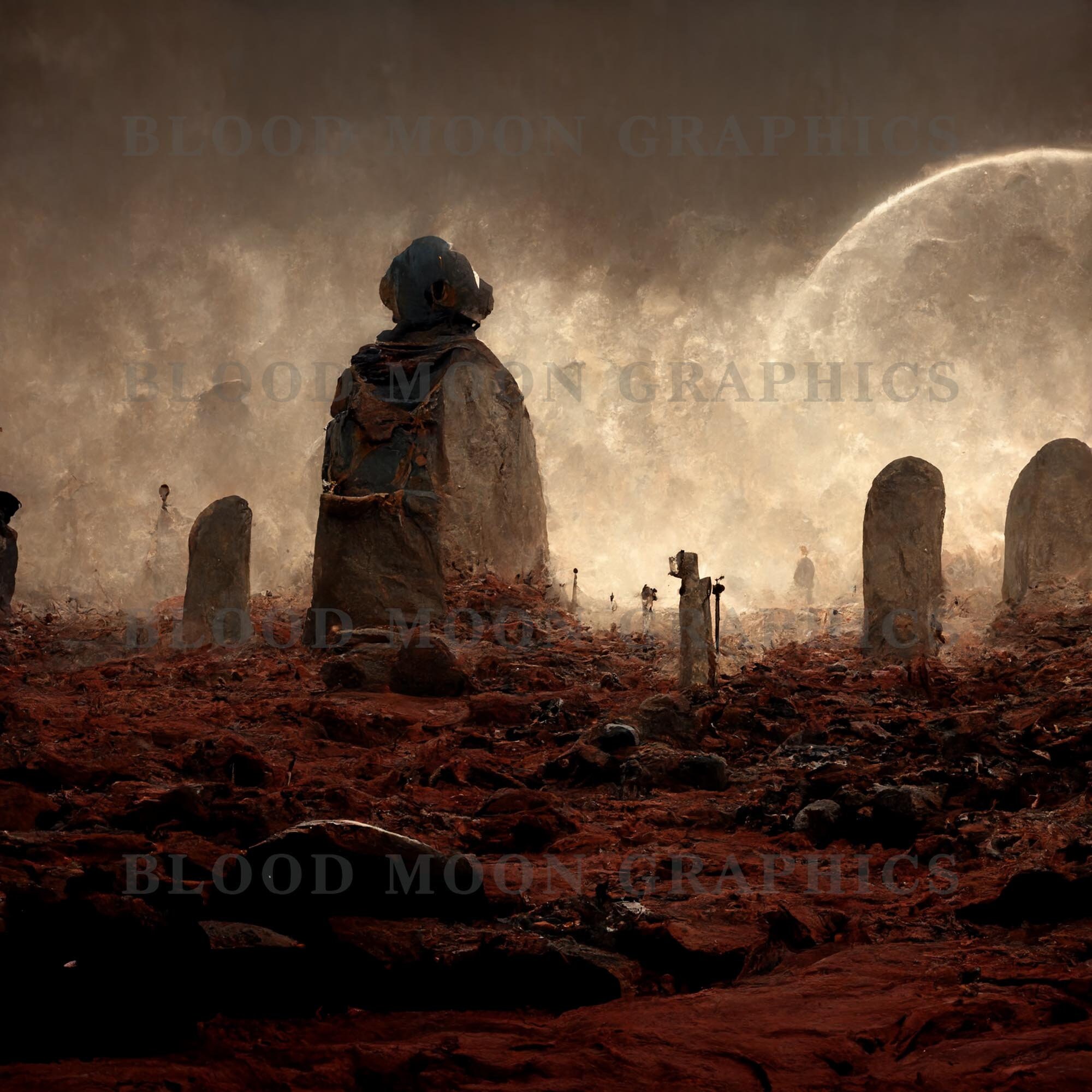 AI Art Alien Graveyard Cemetery Apocalyptic Landscape Artificial ...