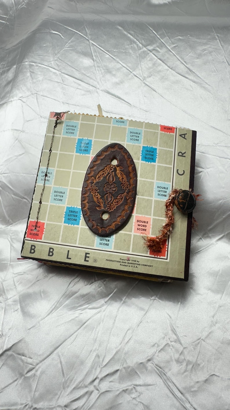 Scrabble Board Grungy Collage Junk Journal - Brown/red Theme - OOAK - Etsy