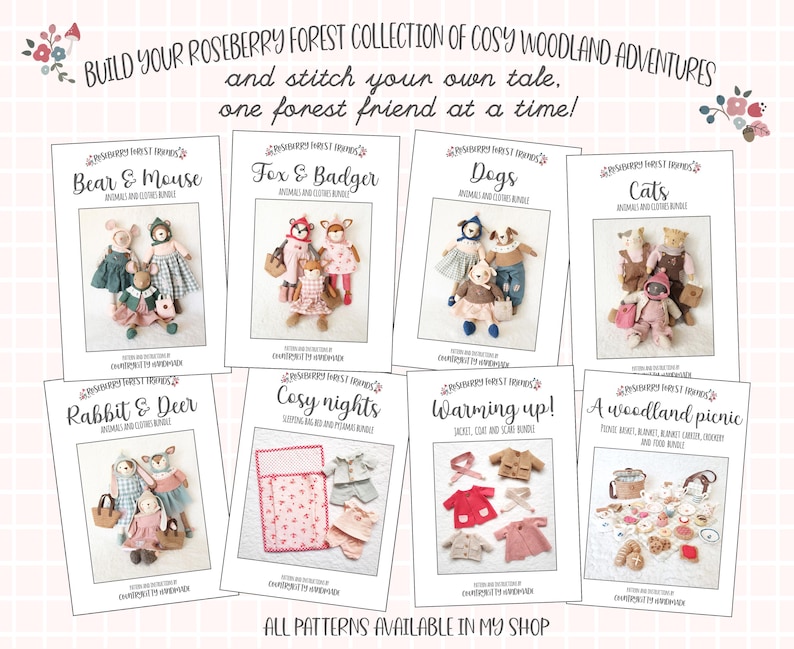Woodland Picnic Sewing Pattern - Roseberry Forest Friends - Felt Food ...