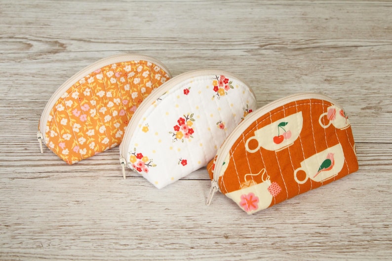 Autumn Quilted Dumpling Pouch – Handmade Zipper Coin Purse, Small ...