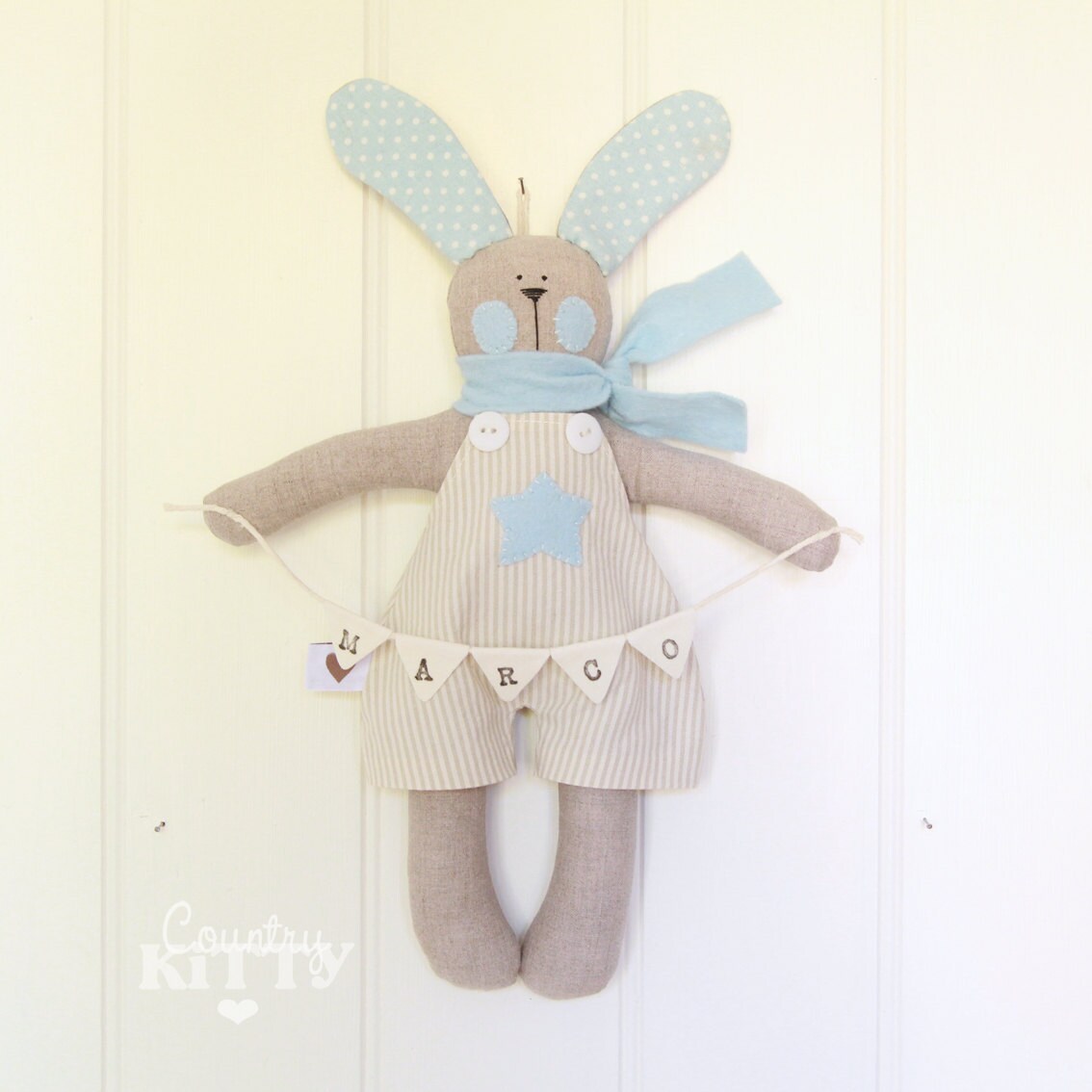 Bunny With Bunting Baby Boy Nursery Newborn Decoration - Etsy
