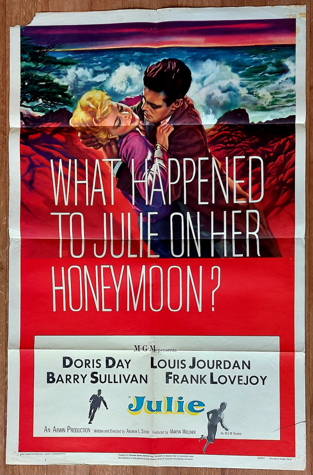 Original Vintage Movie Poster Julie 1956 Cinema Film - Etsy
