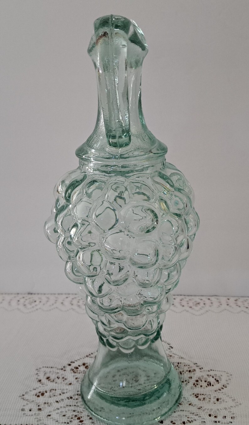 Pinord Hand-blown Glass Grape Cluster Light Green Decanter Wine Pitcher ...