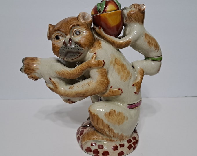 Vintage Antique Monkey Pitcher by Staffordshire With Mother and Two ...