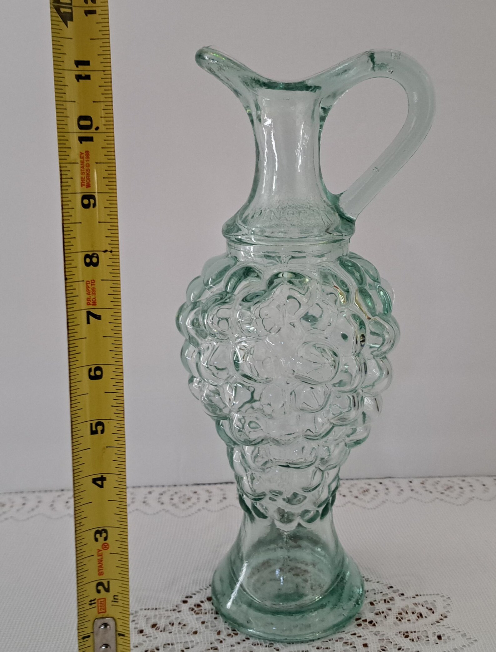 Pinord Hand-blown Glass Grape Cluster Light Green Decanter Wine Pitcher ...