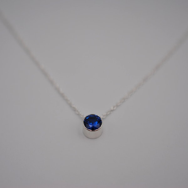 Blue Sapphire Bezel Necklace - Etsy